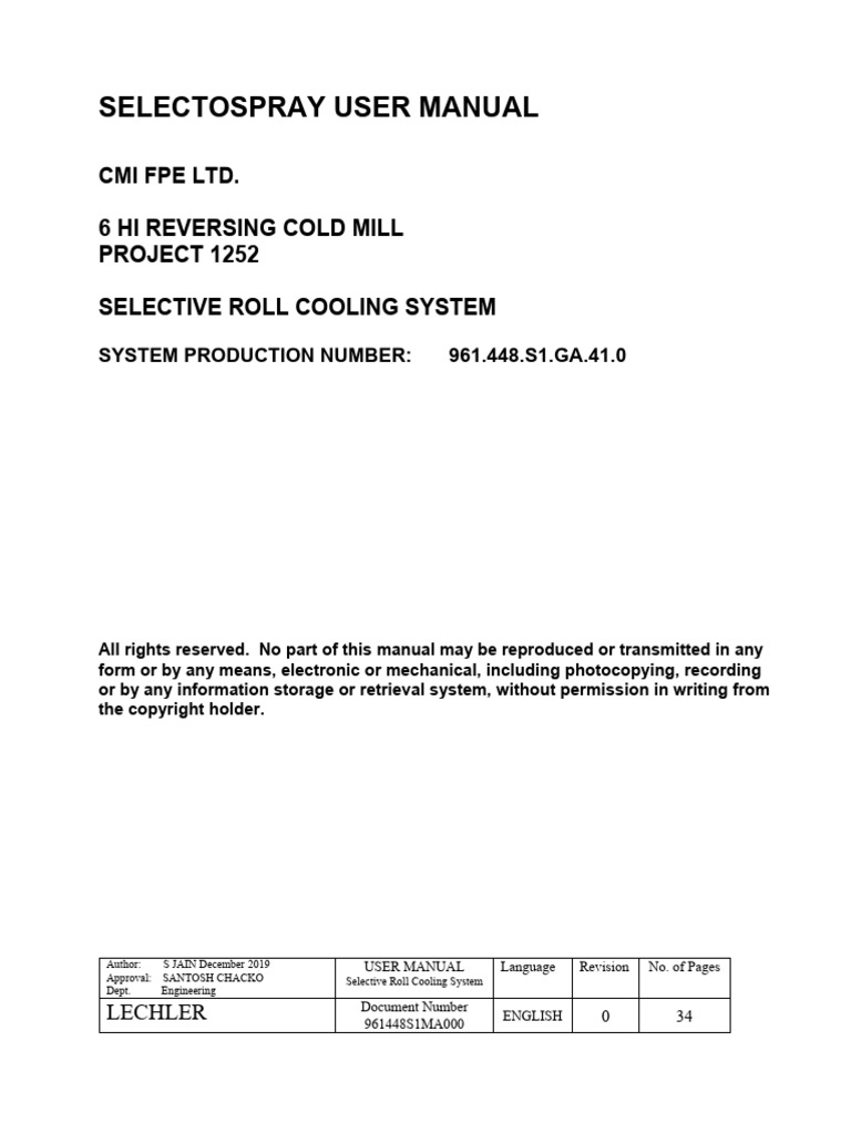 Selecto Spray User Manual | PDF | Valve | Screw