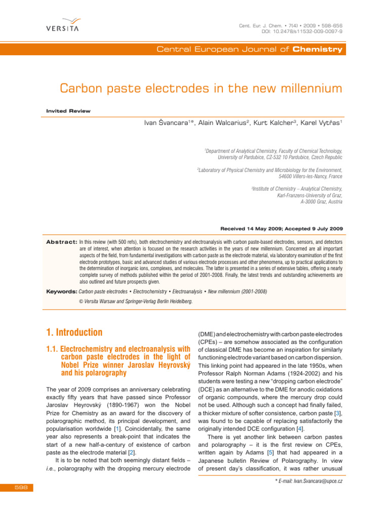 Carbon Paste Electrodes Review 2001-2008 | PDF | Electrochemistry ...