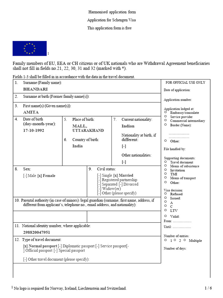 Sajib Sarkar. Application Form | PDF | Travel Visa | European Economic Area