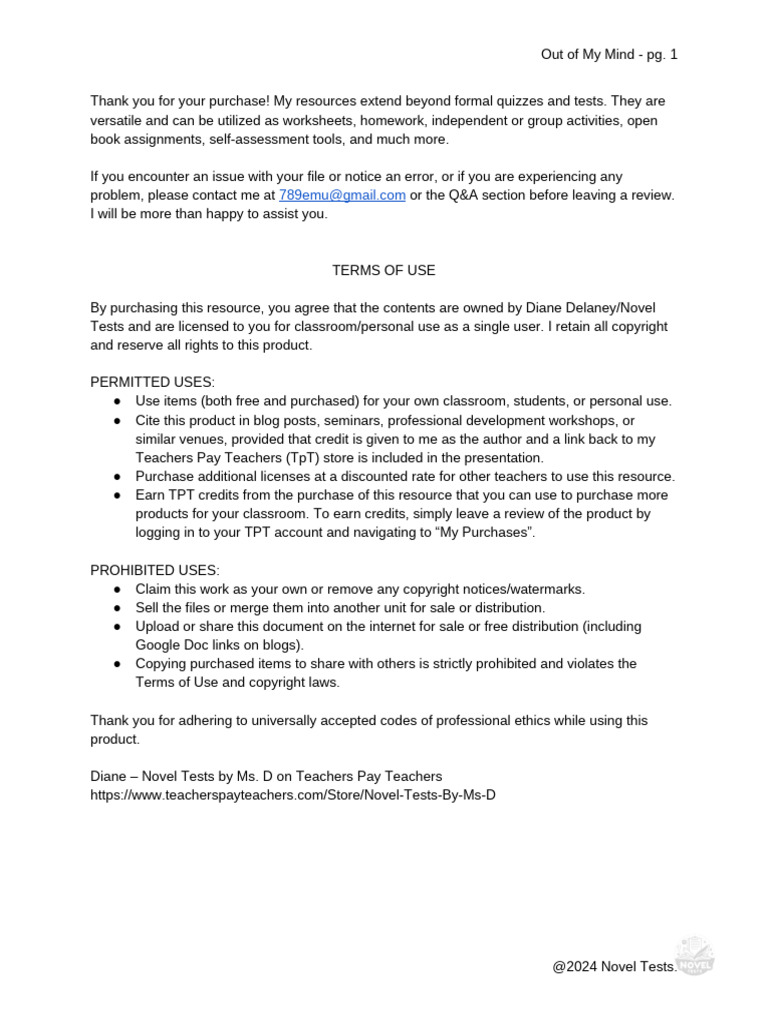 Out of My Mind: Chapter Questions & Answers | PDF | Mind | Language ...