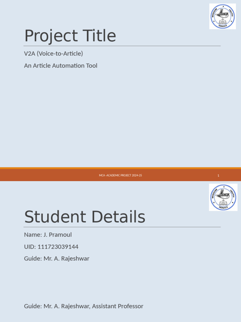 V2A Project Presentation Updated (Autosaved) | PDF