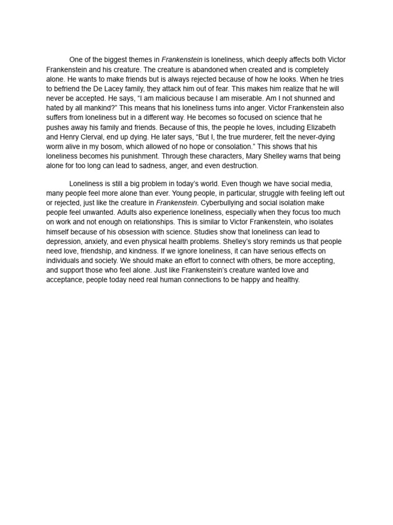 Frankenstein Exam Essay | PDF