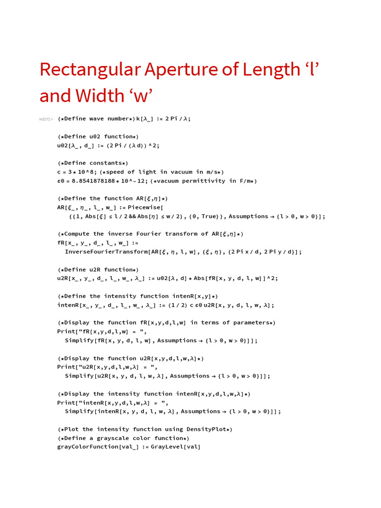 Fraunhofer Diffraction Rectangular Aperture - NB | PDF | Applied And ...
