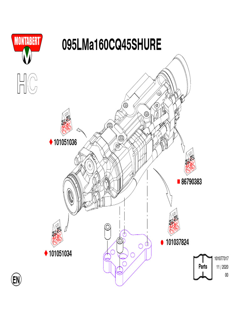 Montabert HC 95 Parts and Service Guide | PDF | Screw | Manufactured Goods