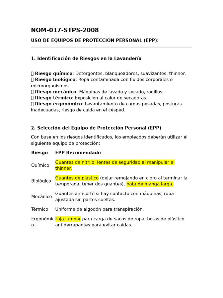 NOM 017 Stps 2008 | PDF