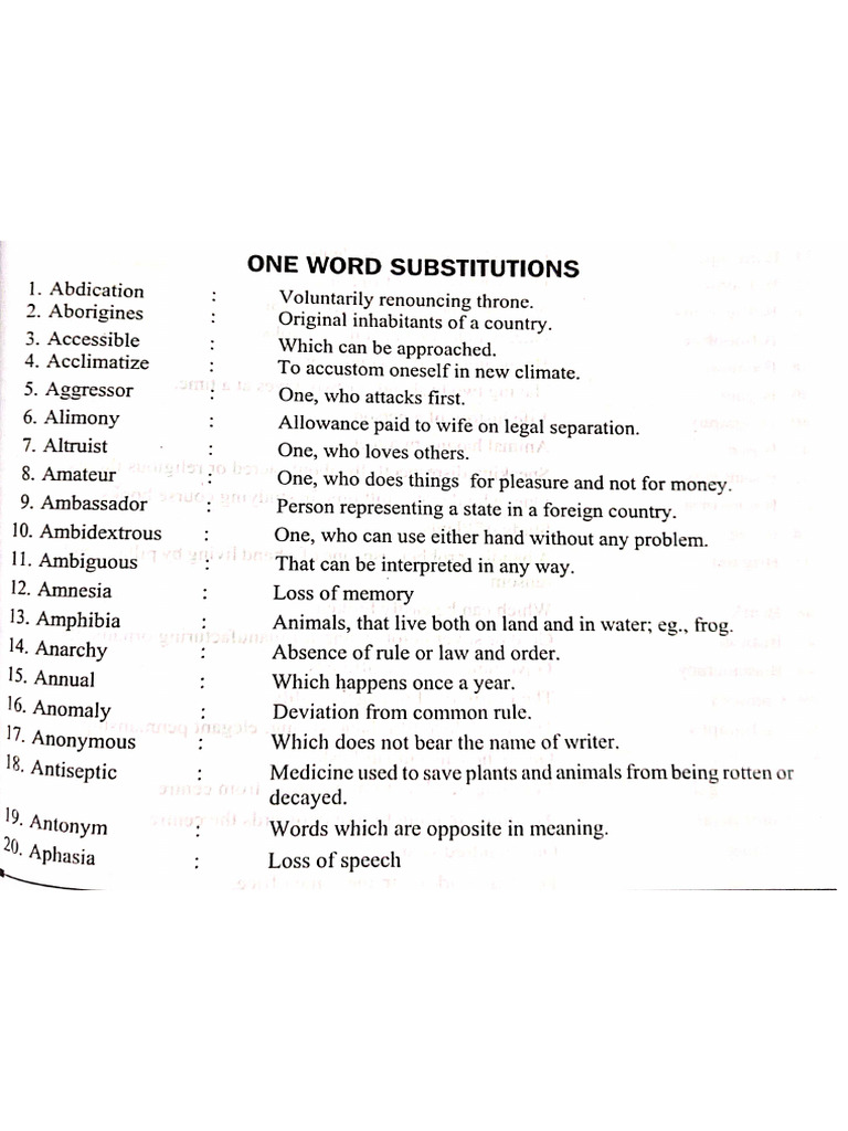 One Word Substitution | PDF