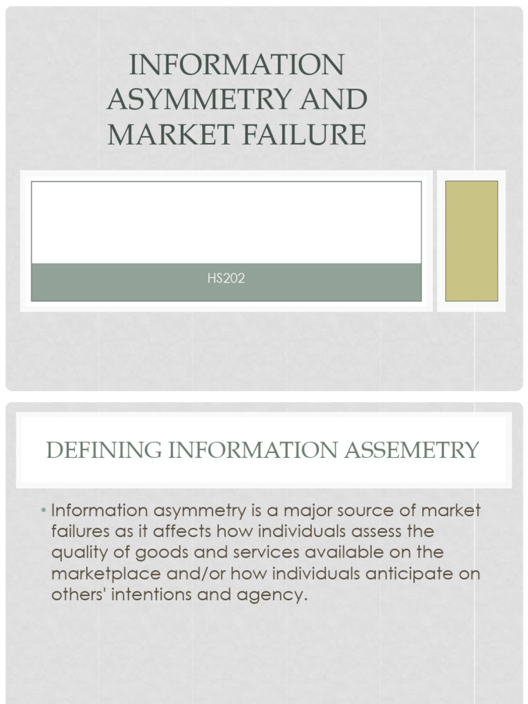 Information Asymmetry and Market Failure | PDF