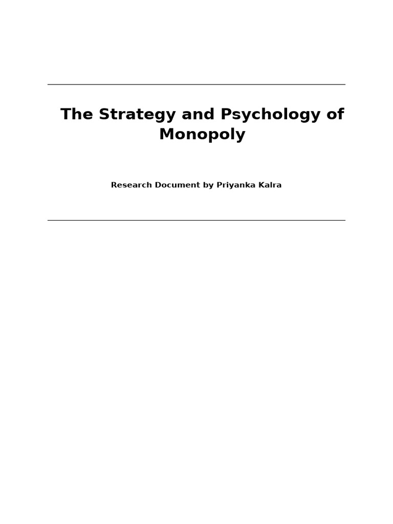 Monopoly As Strategy | PDF