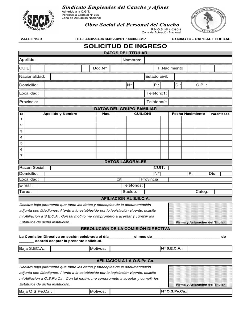 Solicitud de ingreso | PDF