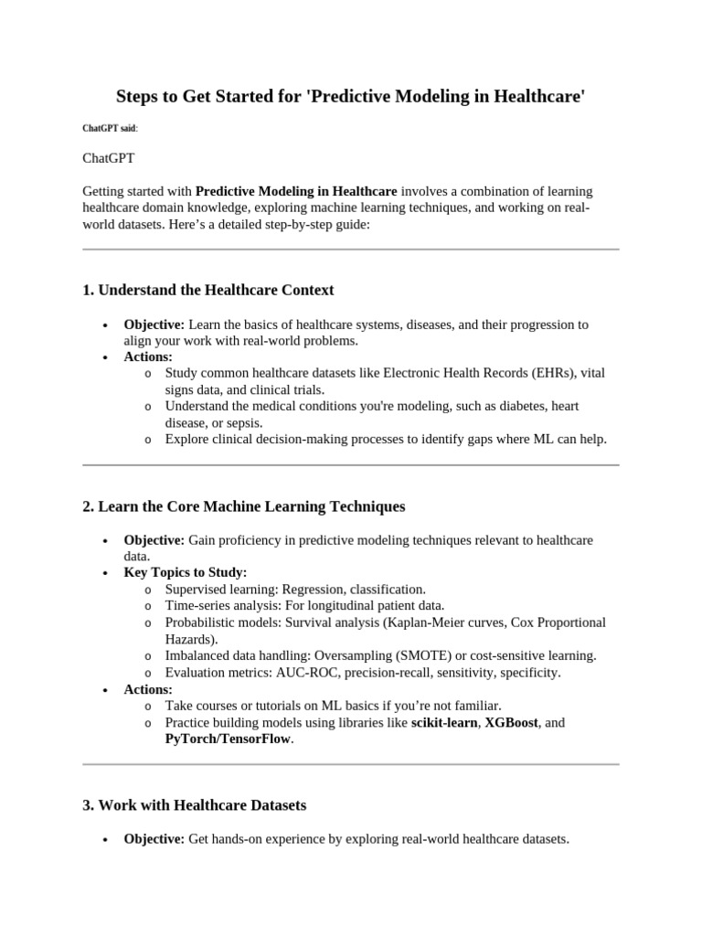 Guide to Predictive Modeling in Healthcare | PDF | Artificial ...