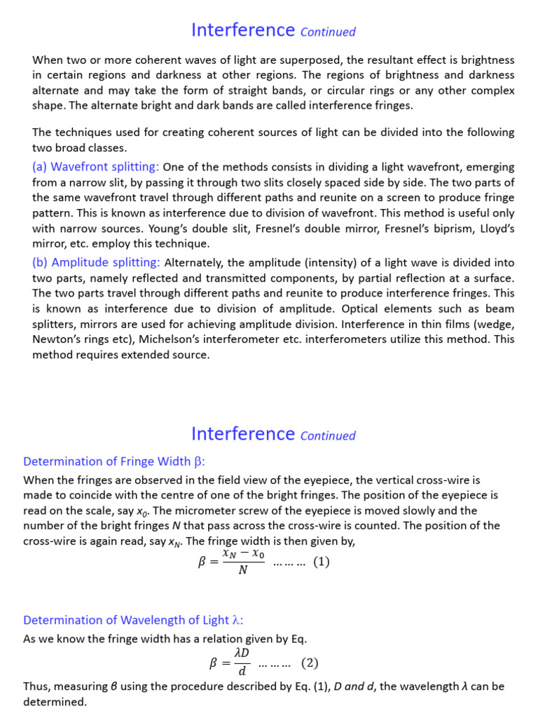 IUT EEE L 03 & 04 Interference Sept2024 | PDF | Interferometry ...