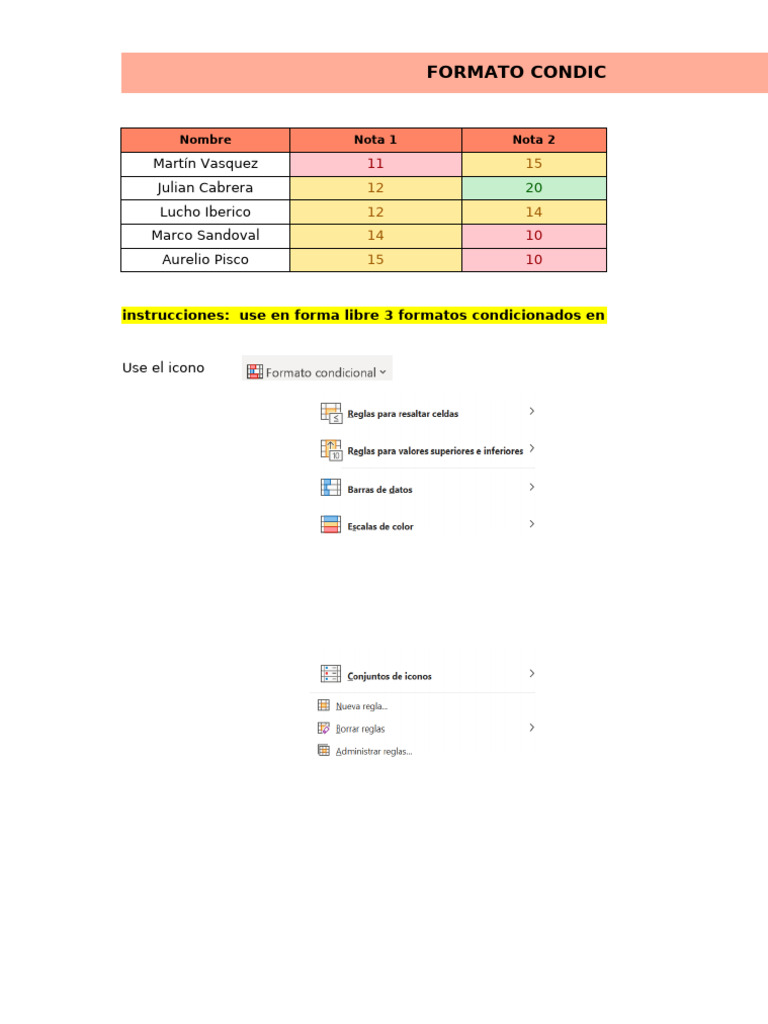 EJERCICIO Formato Básico Condicional Carolina Pérez | PDF
