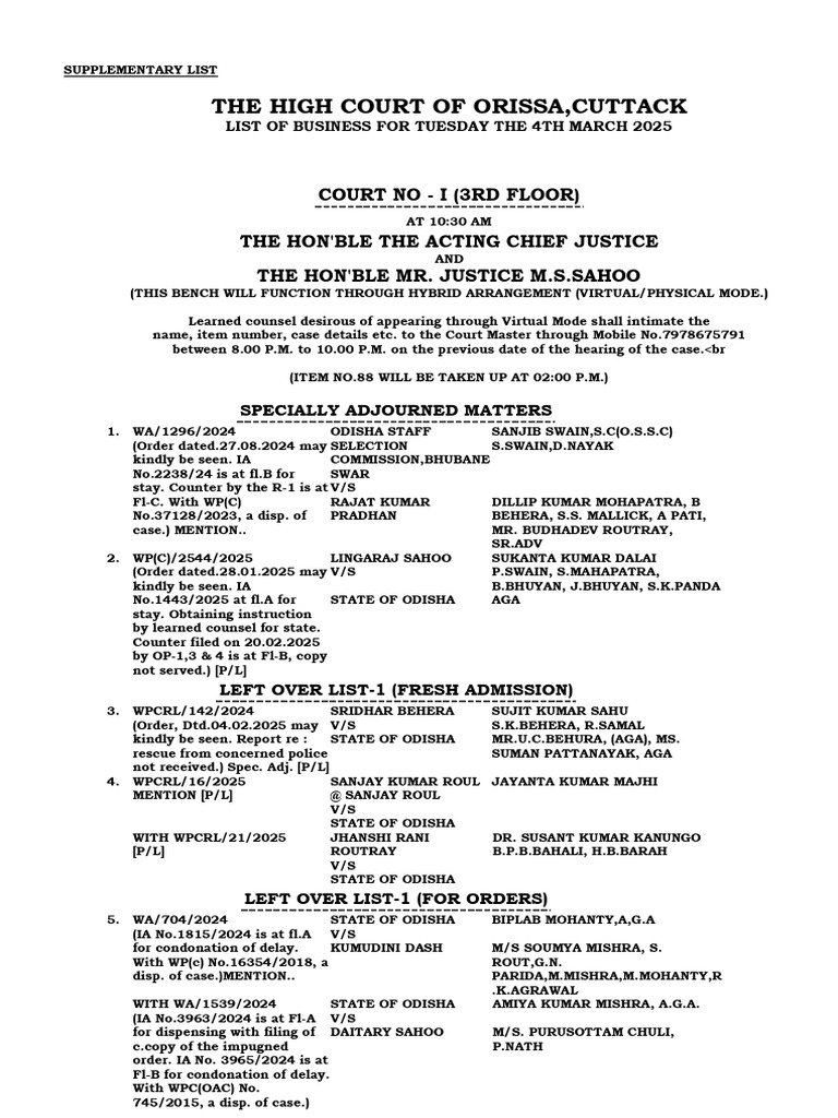 The High Court of Orissa, Cuttack | PDF