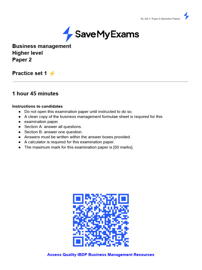 SME HL Paper 2 Question Paper V1 | PDF | Net Present Value | Business ...