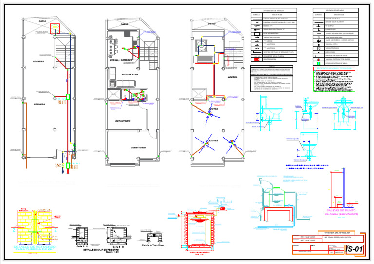PLANO DE INSTALACIONES SANITARIAS | PDF | Colector de aguas pluviales | Tubería (transporte de ...