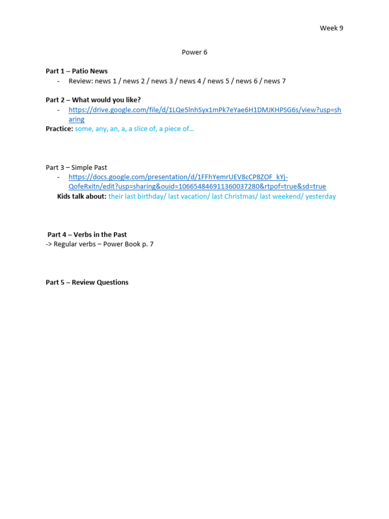 Week 9 English Learning Activities | PDF