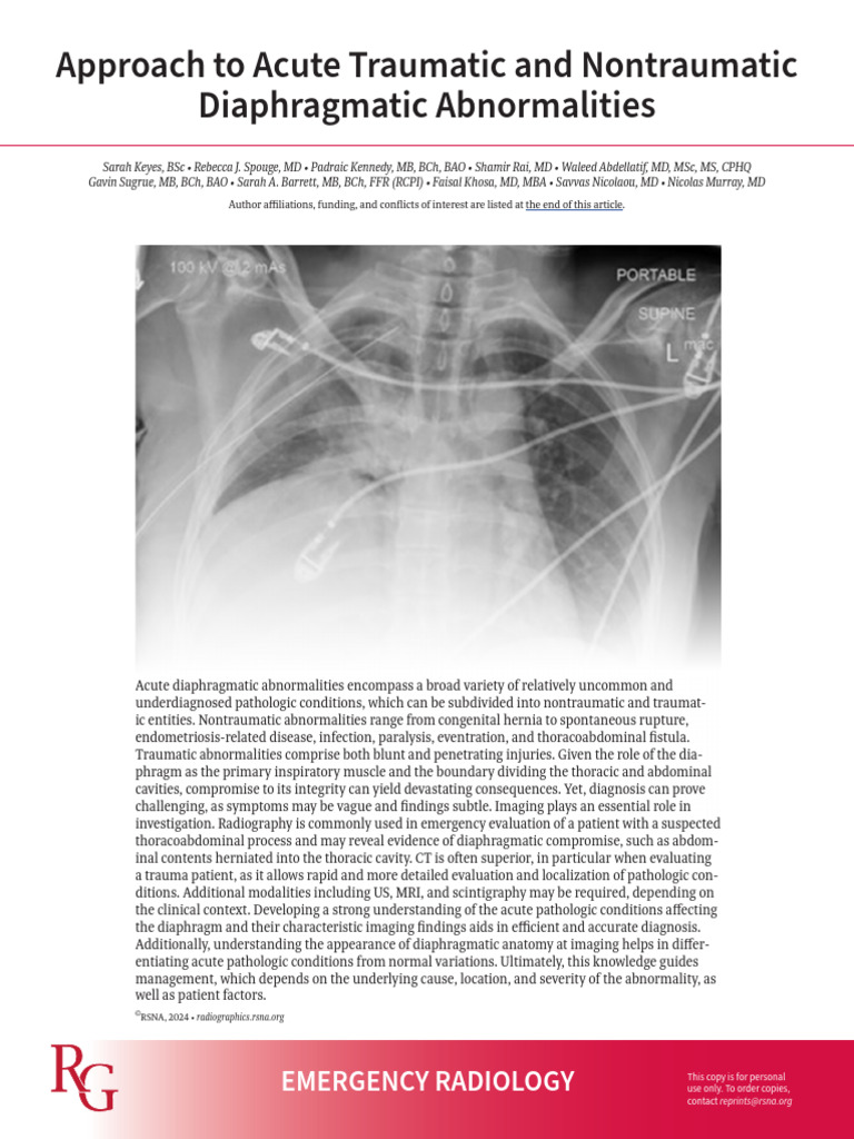Approach To Diaphragmatic Abnormalities | PDF | Medical Specialties ...