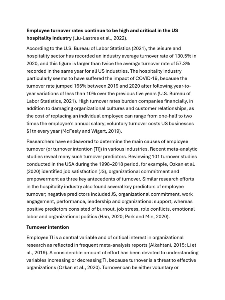 High Turnover in US Hospitality Industry | PDF | Turnover (Employment ...