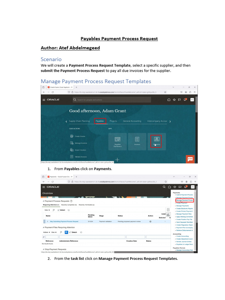 Fusion Payment Process Request With SoP | PDF