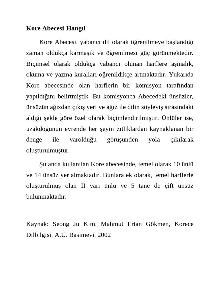 3.Hafta Kore Abecesi-Hangıl | PDF