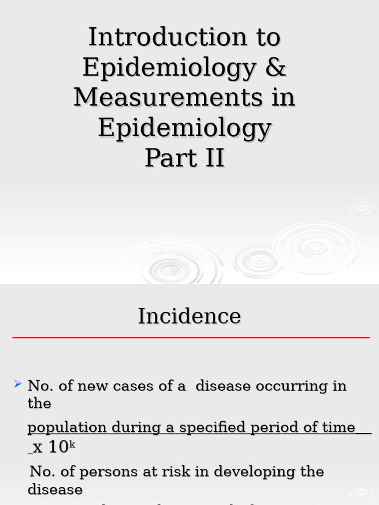 01 Measurements in Epidemiology Part II | PDF | Incidence (Epidemiology ...