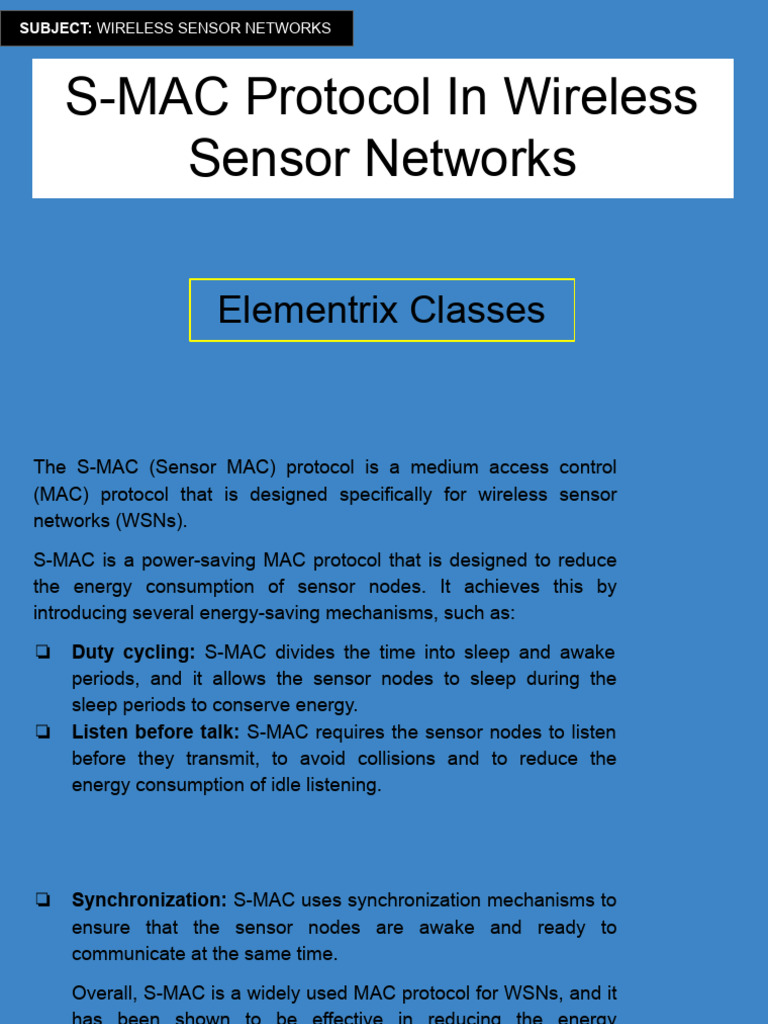16 S Mac Protocol In Wireless Sensor Networks Pdf