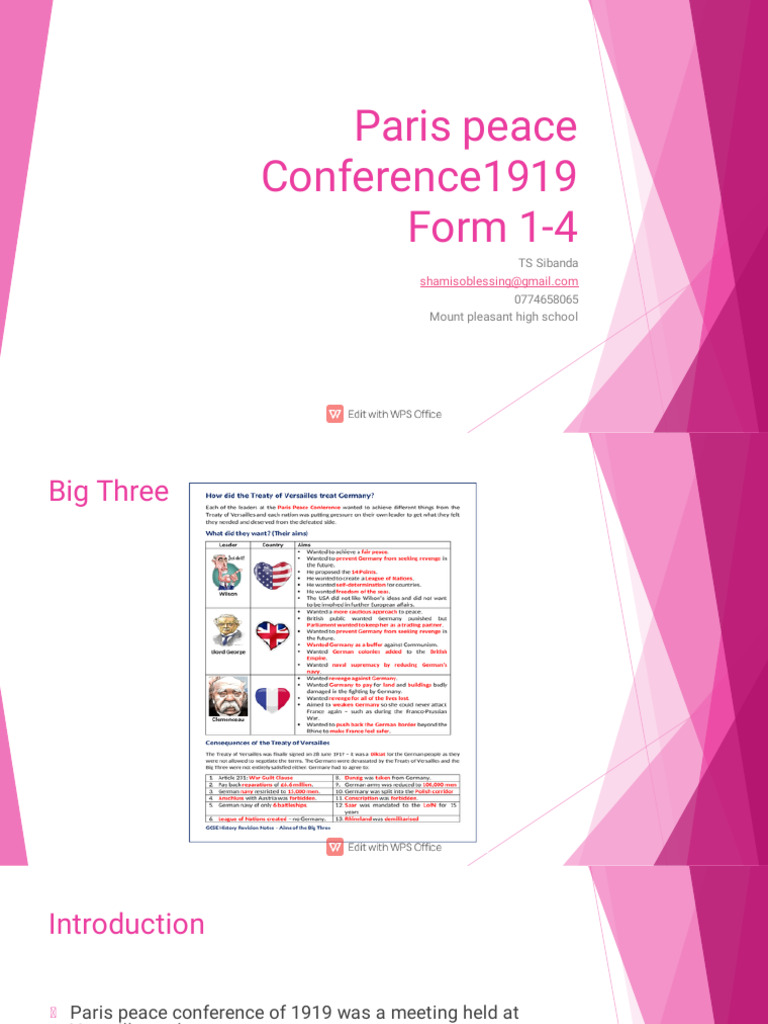 Paris Peace Conference1919 | PDF | Treaty Of Versailles | German Empire