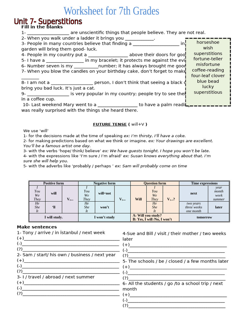 7ler worksheet units 7-9 | PDF | Pollution | Waste
