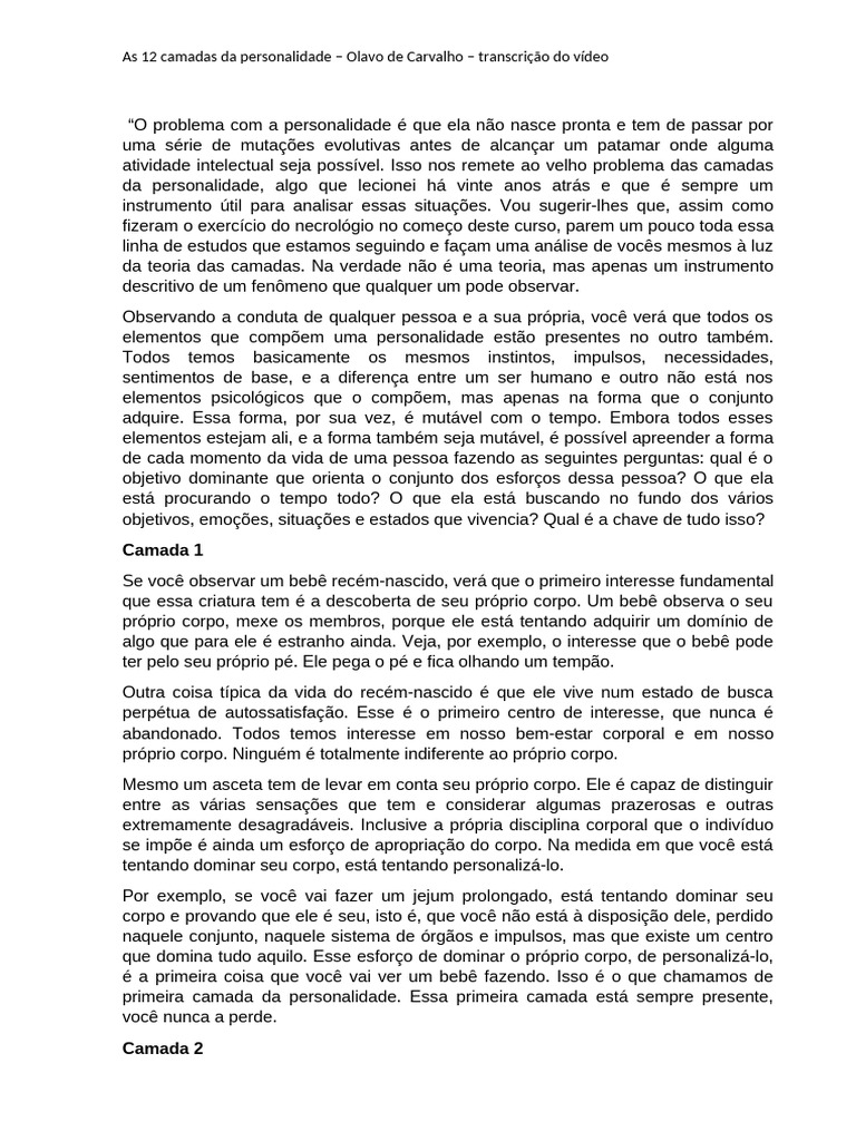 as 12 camadas da personalidade imprimri | PDF | Intelectual | Tempo