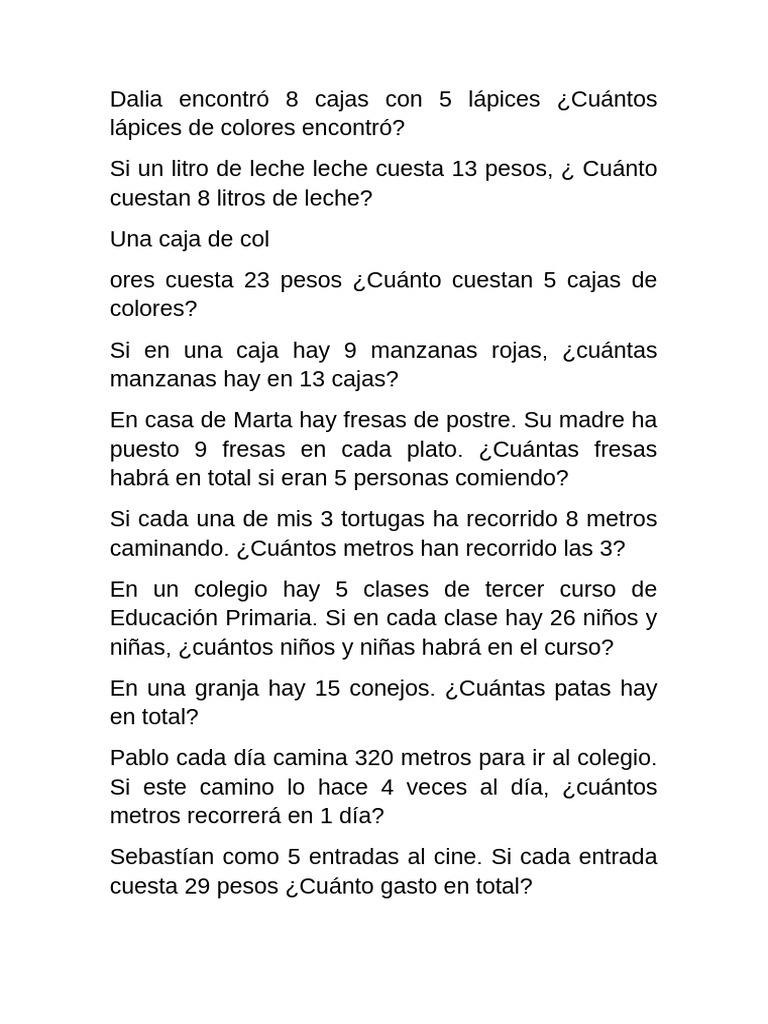 Problemas Razonados de Multiplicación | PDF