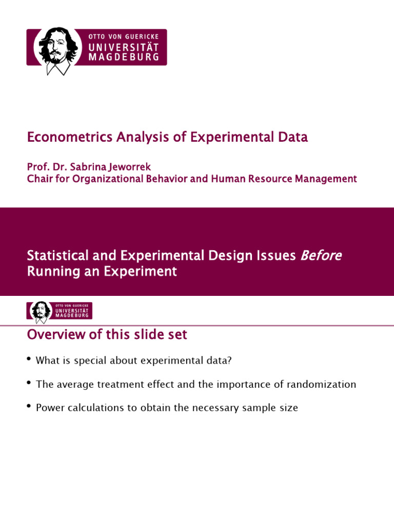 Lecture Slides - Before Running An Experiment | PDF | Experiment ...