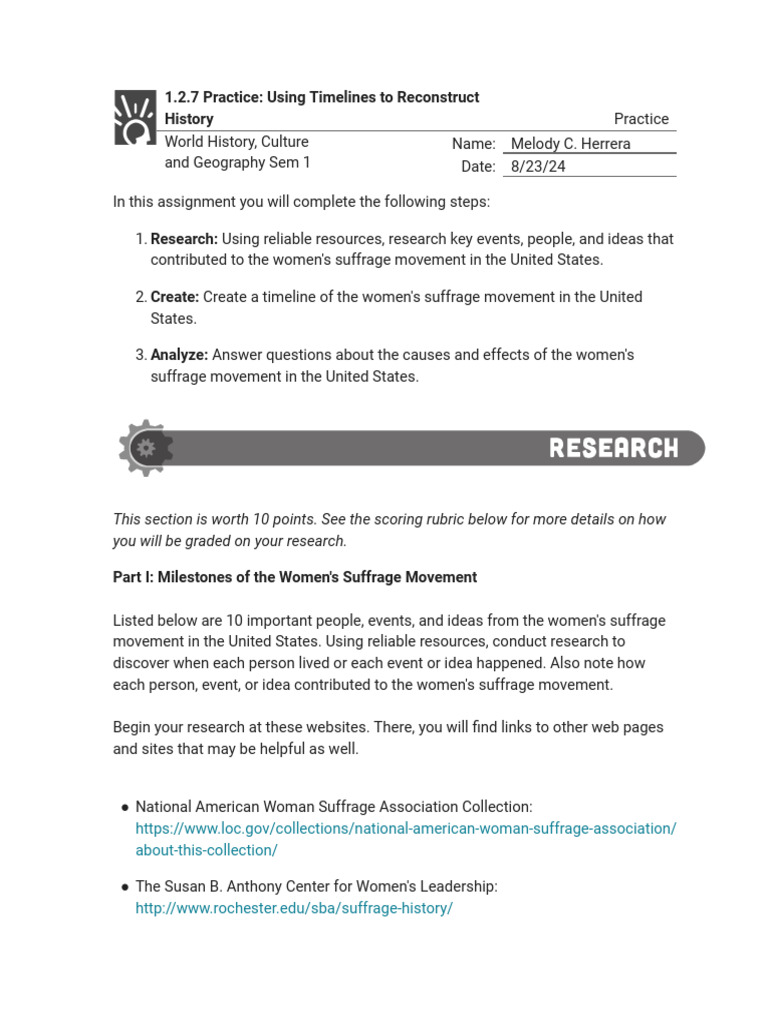 1.2.7 Practice - Using Timelines To Reconstruct History (Practice ...
