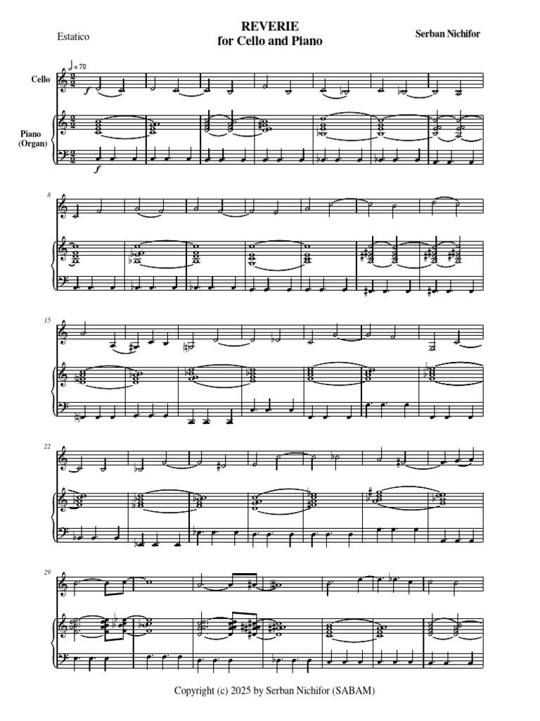 Serban Nichifor: REVERIE II For Cello and Piano | PDF