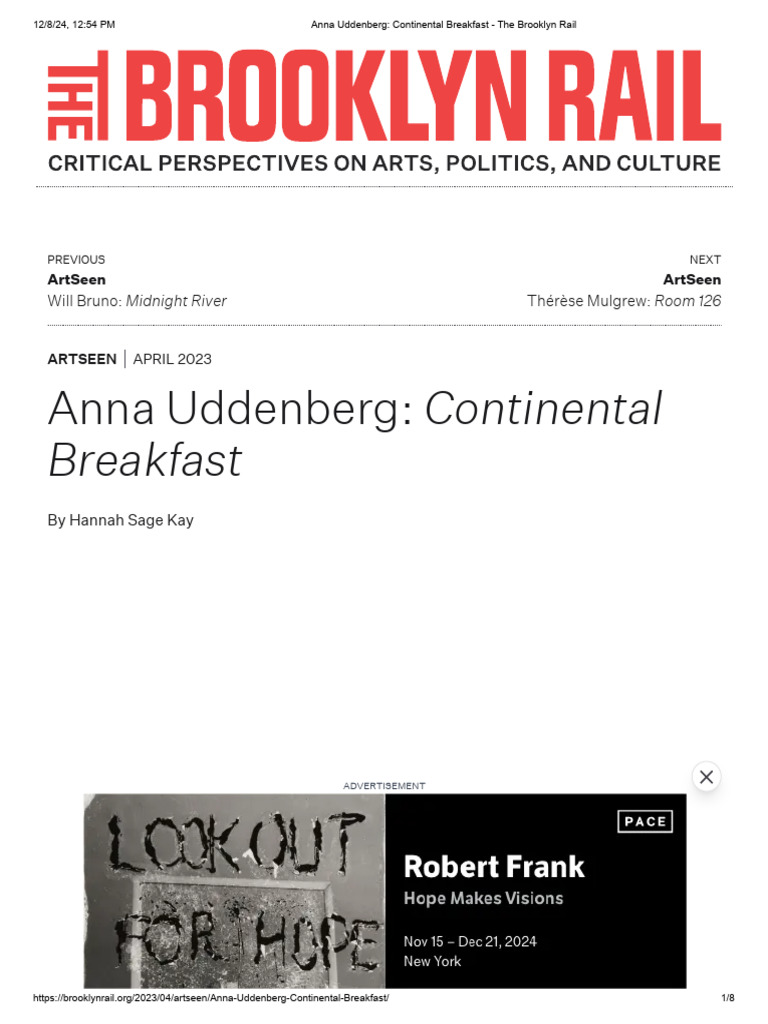 Anna Uddenberg's Continental Breakfast Art | PDF