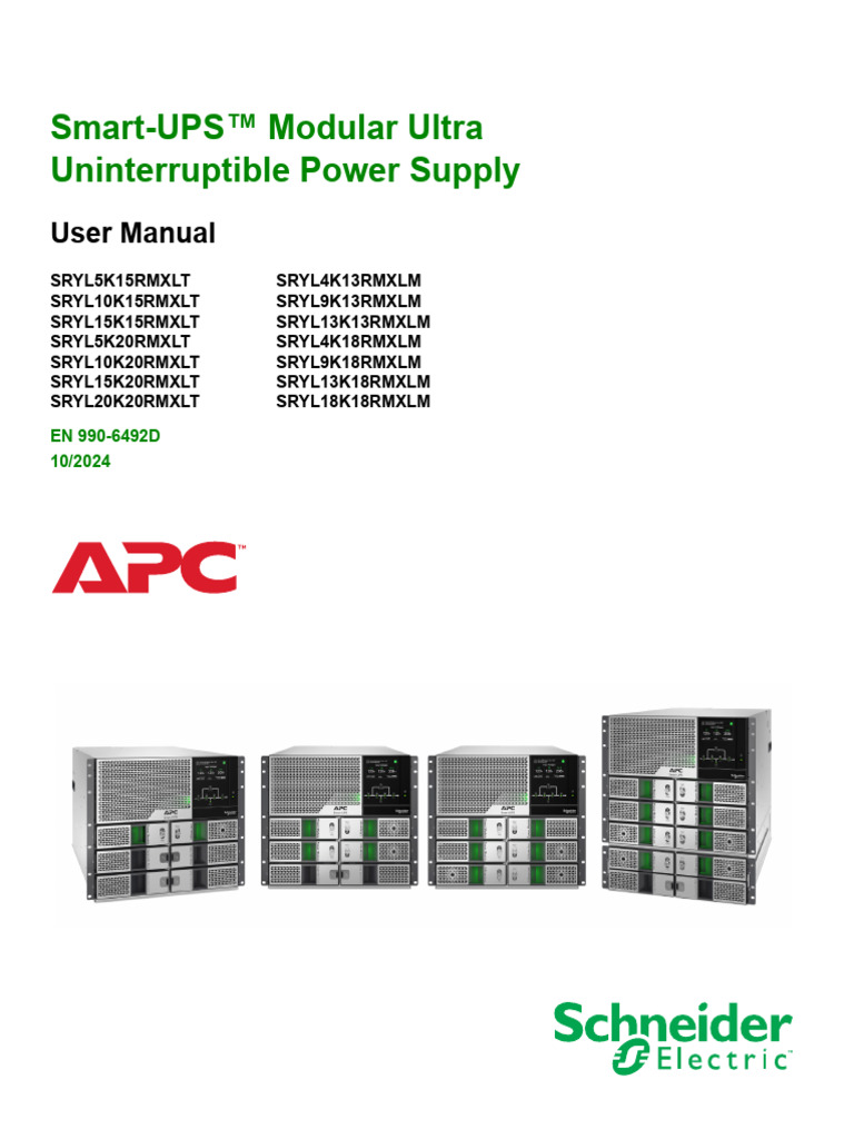 APC Smart UPS Modular Ultra SRYL - User Manual | PDF | Computer ...