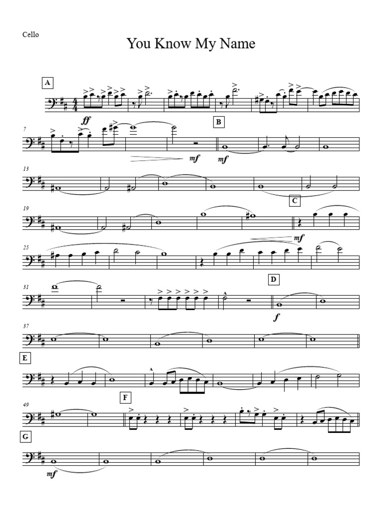 You Know My Name Cello | PDF