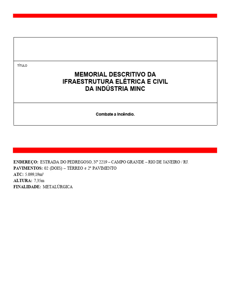 Memorial Descritivo Infraestrutura Minc | PDF | Concreto | Engenharia Civil