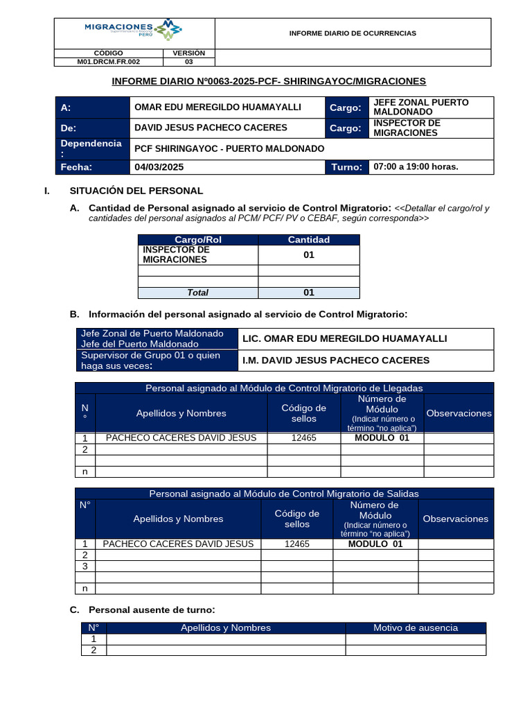 Informe diario N° 0063 04-03-2025 | PDF