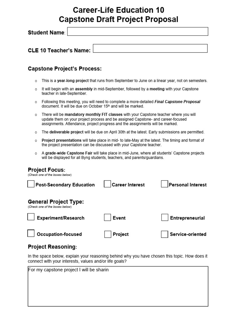 CLE 10 Capstone Project Proposal Guide | PDF | Learning