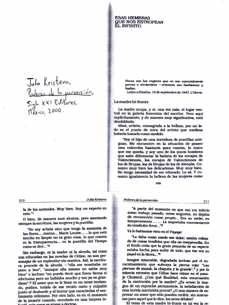 J. KRISTEVA-Poderes de la Perversión (Cap. 8) | PDF