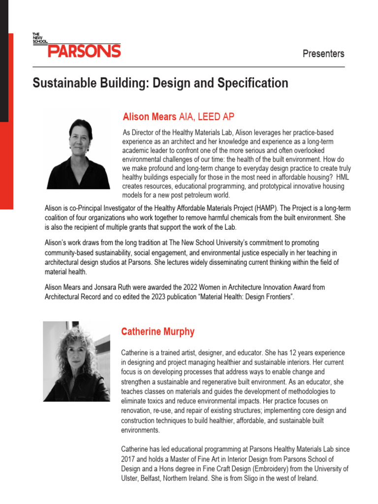 Sustainable Building Design and Specification Presenters | PDF | Green ...