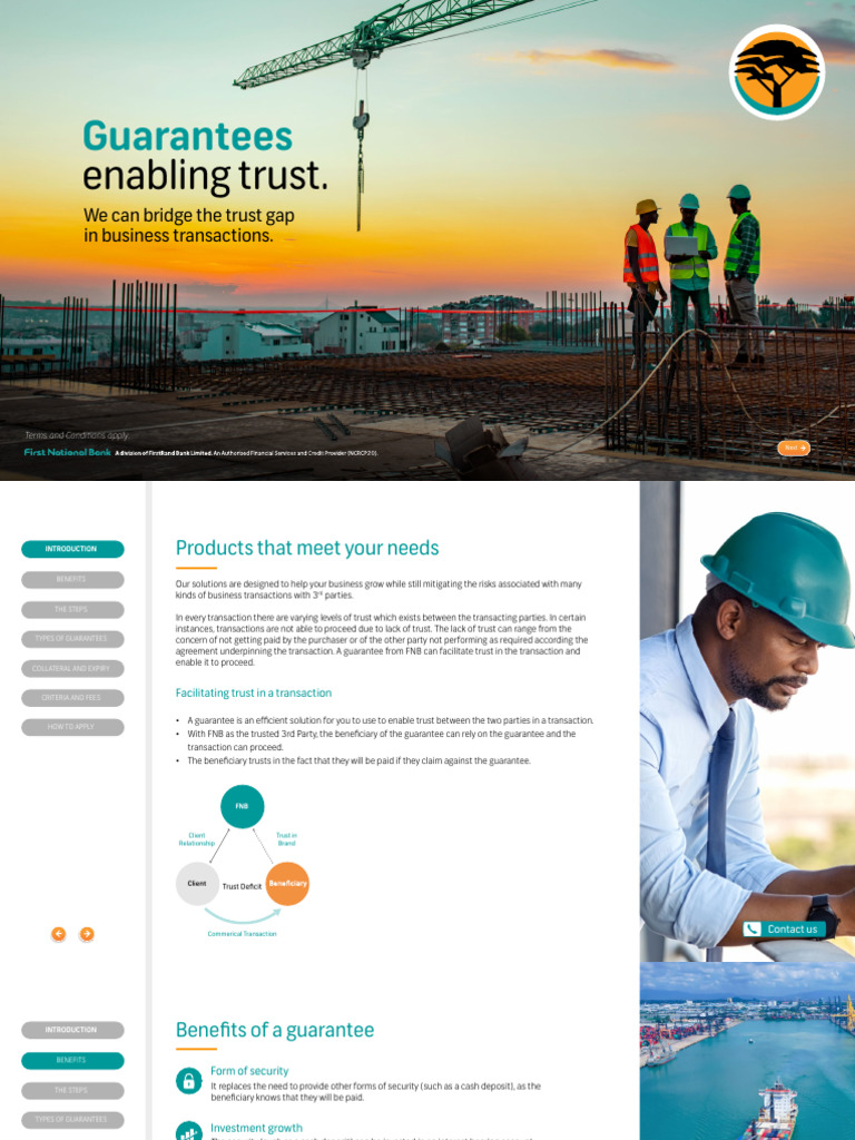 FNB Bank Guarantee Overview and Application | PDF | Credit | Finance ...