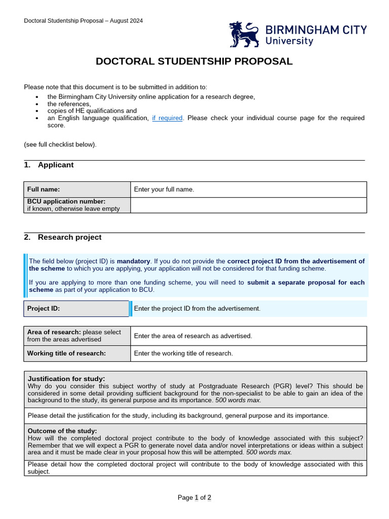 Doctoral Studentship Proposal 2024 1392 | PDF