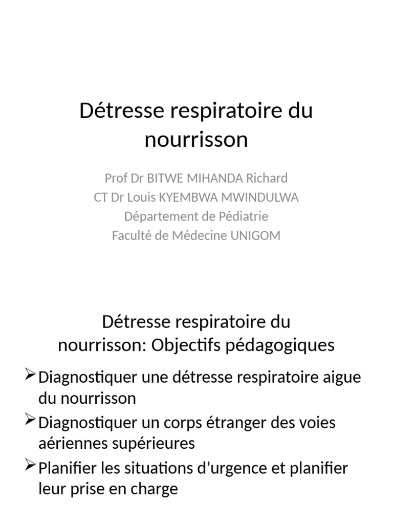 3 Detresse Respiratoire Du Nourrisson | PDF | Maladies et troubles | Spécialités médicales