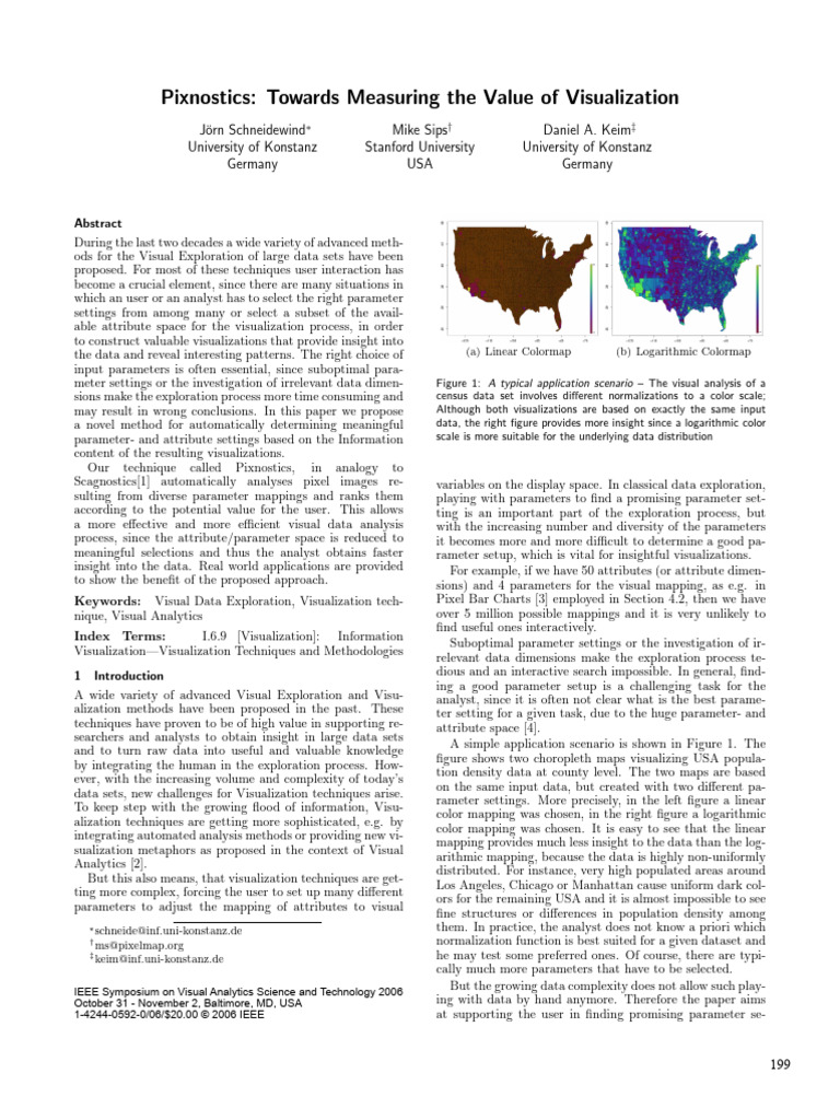 Pixnostics Towards Measuring The Value of Visualization | PDF | Cluster Analysis | Data