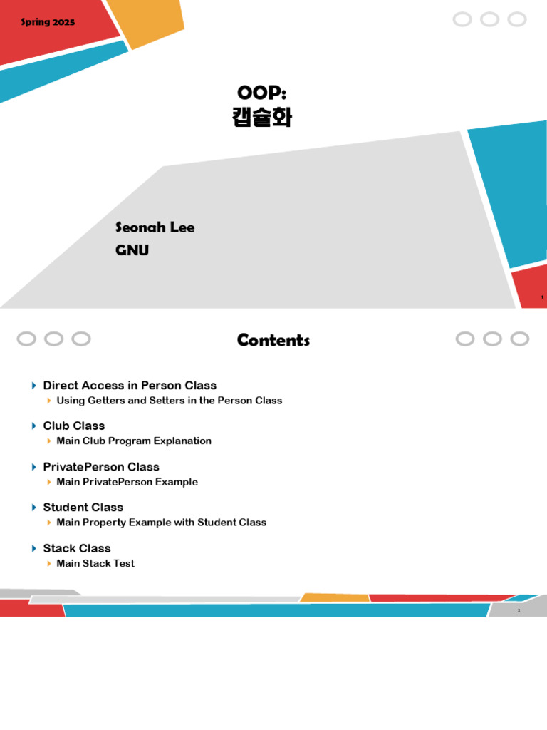 ch08 캡슐화 64 | PDF | Constructor (Object Oriented Programming) | Programming