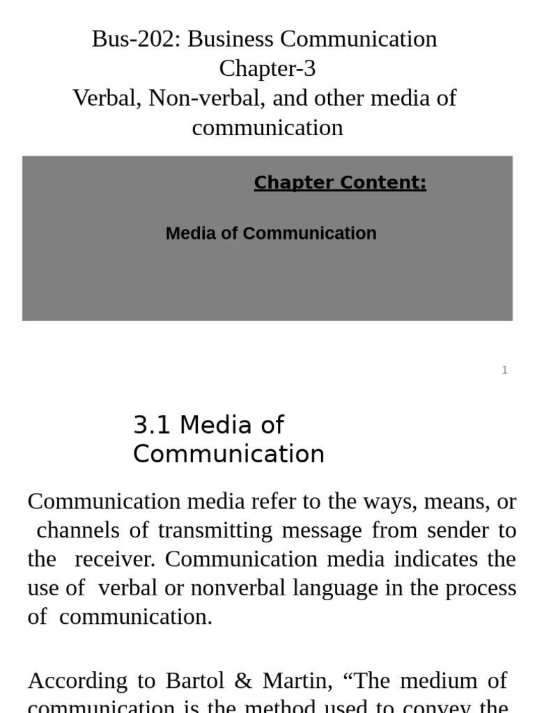 Media of Communication: Verbal & Non-verbal | PDF | Nonverbal ...