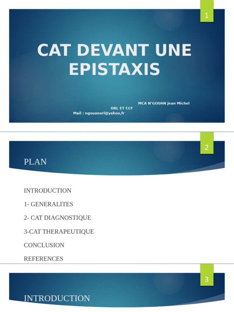 CAT devant épistaxis : diagnostic et traitement | PDF | Spécialités ...