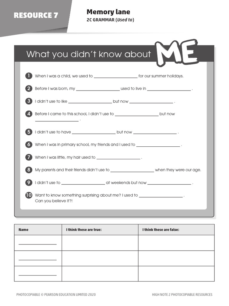 HighNote2 Unit02 2C Resource 7 | PDF