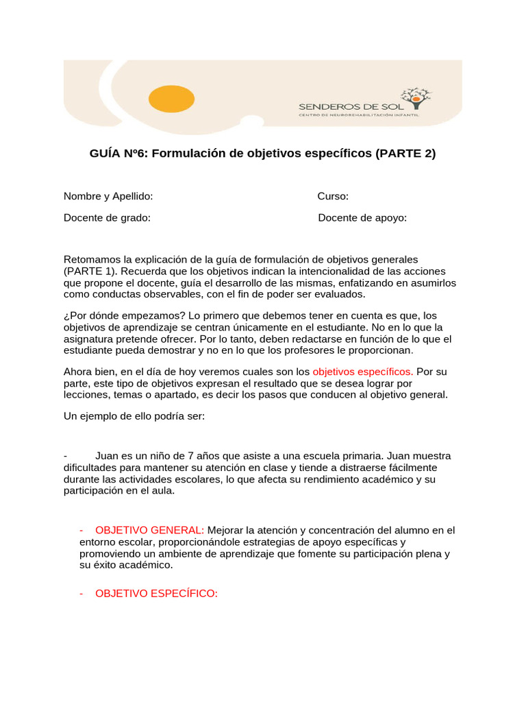 Formulación de objetivos específicos educativos | PDF | Maestros ...